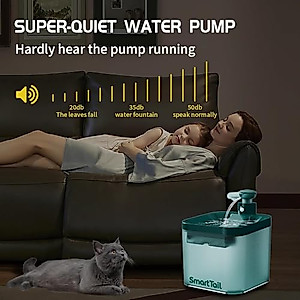 SmartTail Cat Water Fountain,Pet Water Fountain for Cats Indoor Battery Operated,74oz/2.2L Automatic Dog Water Dispenser with a Filter,Water Level Window,BPA-Free, Green