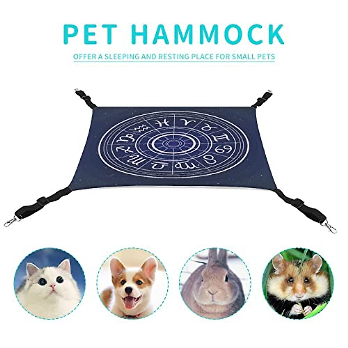 Black Star Constellation Disk Pet Hammock Bed Guinea Pig Cage Hammock Small Animal Hanging Bed for Ferret, Chinchilla, Puppy and Other Small Animals