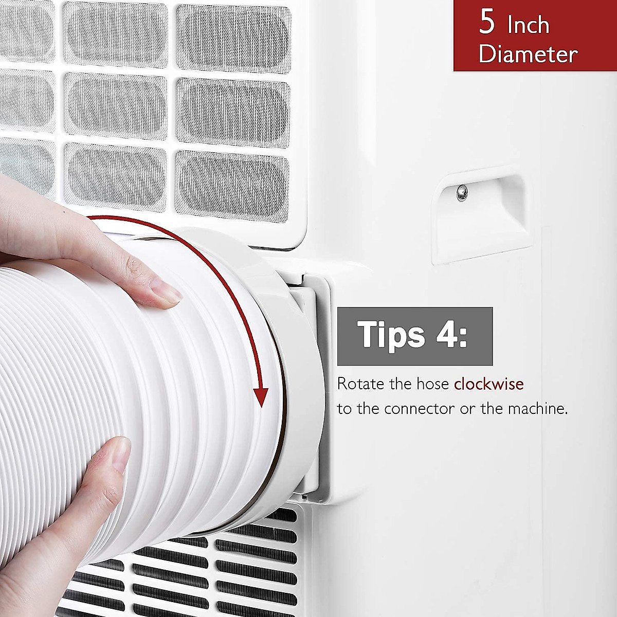 TURBRO 5 Inch Portable Air Conditioner Universal Exhaust Hose Clockwise Thread with Window Vent Kit