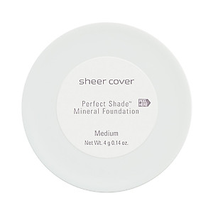 Sheer Cover Perfect Shade - Mineral Foundation Makeup Kit w Free Foundation Brush - Medium Shade - Foundation Powder Makeup and Mineral Makeup, Best Full Coverage Foundation 4 Grams
