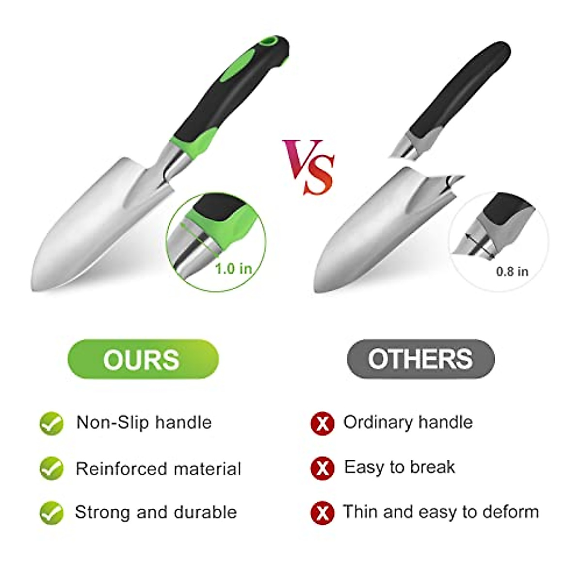 Mr Rabbi Garden Tools Set, 11 Piece Heavy Duty Gardening Tools for Gardening with Non-Slip Rubber Grip, Outdoor Hand Tools, Storage Tote Bag, Aluminum Garden Kit, Gardening Gifts for Men Women