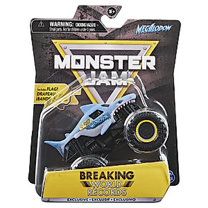 Monster Jam 2021 Target Exclusive Breaking World Records Series 1:64 Scale Diecast Monster Truck with Flag: Megalodon