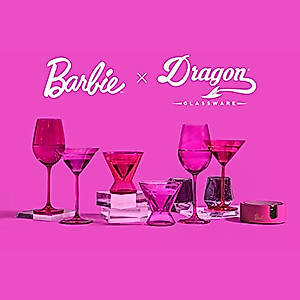 Dragon Glassware x Barbie Martini Glasses, Stemless Pink and Magenta Double Wall Insulated Cocktail Glasses, As Seen in Barbie The Movie, 7 oz Capacity, Set of 2
