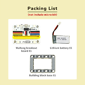 ELECFREAKS microbit Wukong Expansion Board Adapter for microbit Drive 8-Way Servo / 2-Way Motor / 8-Way Sensor, Breakout Board with 400mAh Li-ion Battery / 8 LED / 4 Rainbow LED