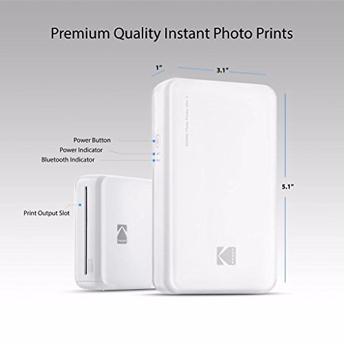KODAK Mini2 Instant Photo Printer (Black) Basic Bundle + Paper (20 Sheets) + Deluxe Case, AMZKODMP2K1B