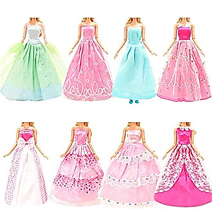 BARWA 10 Pcs Dresses with 17 Accessories Handmade Doll Clothes and Accessories Wedding Gowns Party Dresses for 11.5 inch Dolls