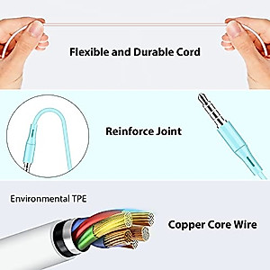 ELOVEN 3 Pack Earbuds 3.5mm Wired Headphone Stereo Sound Wired Earbuds Deep Base Noise Cancelling in-Ear Headset with Mic Volume Control Compatible for iPhone Samsung MP3/4 3 Pack Pink+Blue+White