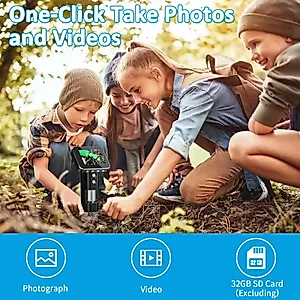 WINWEND Microscope for Kids - Portable Handheld Magnifying Glass for Girls | 2.4" LCD Screen 1000X Mini Microscope | Educational Science Toys for Age 3 4 5 6 7 8 Years Old Boys Christmas Birthday Gift