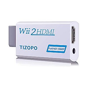TIZOPO Wii to HDMI Converter,Wii HDMI Adapter Output Video Audio HDMI Converter 1080P，with 3,5mm Audio Jack&HDMI Output Compatible with Wii, Wii U, HDTV, Supports All Wii Display Modes 720P, NTSC