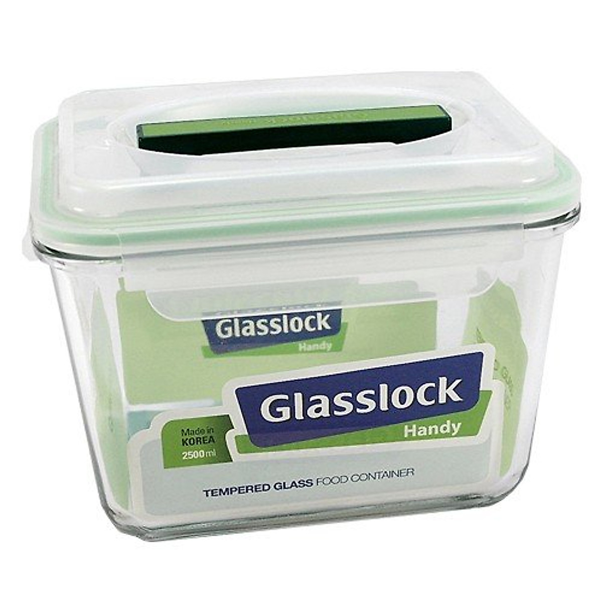 GlassLock Rectangular Handy Tempered Glass Food Container 2500ml Airtight Anti Spill RP602