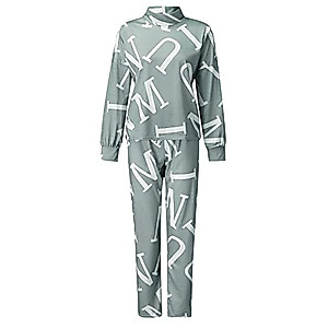 Waffle Knit Pajamas Women Two Piece Lounge Sets 2 Piece Sweatsuits for Women Blue Button up Cardigan Zipper Jacket with Sweatpants Jogger Hoodie Womens Fall Shirts Sweatshirt Sweatpants Two Piece