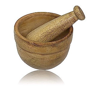 Earthly Home Wooden Carved Mortar and Pestle | Grinder for Herbs, Spices Grinding Set Garlic Mincer Herb Spice Masher Grinder Chopper Kitchen Tool, Handmade Mortar and Pestle, 3.5 Inches