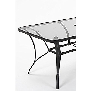 Cosco Outdoor Dining Set, 7 Piece, Gray Frame, Light Gray Sling