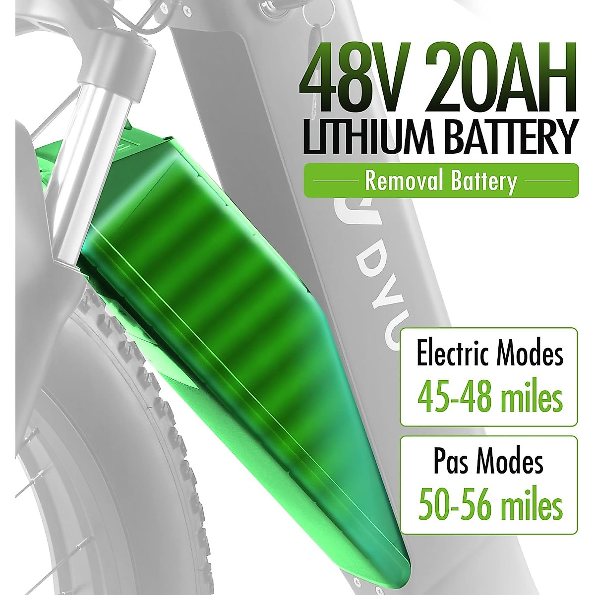 DYU Electric Bike for Adult Up to 80 Miles Long Range Mountain E-Bike, 750W 26" Fat Tire Electric Bicycle with Removable 48V 20Ah Battery, 7-Speed Dual Shock Absorber, 28mph Snow Bike