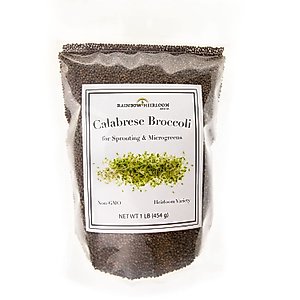 Broccoli Seeds for Sprouting & Microgreens | Calabrese Variety | Non GMO & Heirloom Seeds | Bulk 1 LB Resealable Bag | Rainbow Heirloom Seed Co.