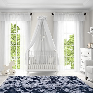 Terrug Fluffy Area Rugs for Living Room Bedroom, 5x8 Feet Tie-Dyed Blue Grey Shag Large Rug Fuzzy Throw Carpet, Anti-Skid Modern Indoor Shaggy Rug for Boy Girls Kids Nursery Room Dorm Home Decor