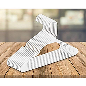 Zoyer Plastic Hangers (50 Pack, White)- Durable Clothes Hangers- Space Saving Shirt Hangers- Slim Coat Hangers- Suit Hangers