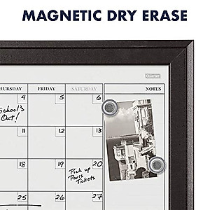 Quartet Combination Magnetic Whiteboard Calendar & Corkboard, 17" x 23" Combo Dry Erase White Board & Cork Bulletin Board, Perfect for Office, Home School Message Board, Black Frame (79275)