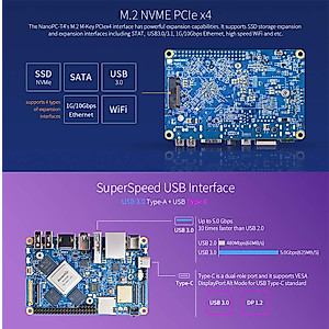 NanoPC-T4 RK3399 ARM Dual-Display Mini PC LPDDR3 RAM 4GB Gbps Ethernet,Support Android 8.1 and Lubuntu 16.04 for AI Project, Bundle with 7inch eDP LCD Touch Display