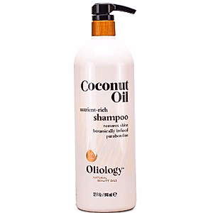 Oliology Coconut Oil Shampoo – Nutrient Rich Shampoo Restores Damaged & Lifeless Hair | Botanically Infused | Provides Intense Shine | Nourishing | Made in USA, Paraben Free & Cruelty Free (32 oz)