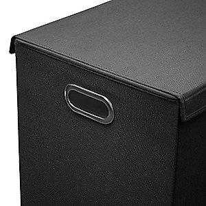 Sorbus Laundry Hamper with Lid Closure – Foldable Double Sorter Detachable Cover and Divider, Built-in Handles for Easy Transport, Black