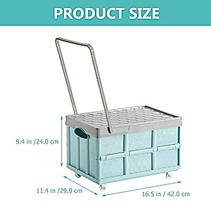 Cabilock Planter Trolley Lidded Storage Bin Collapsible Storage Box Stackable Clothes Storage Box With Wheel Car Trunk Storage Box(16.54 x 11.42 x 9.45 inch)