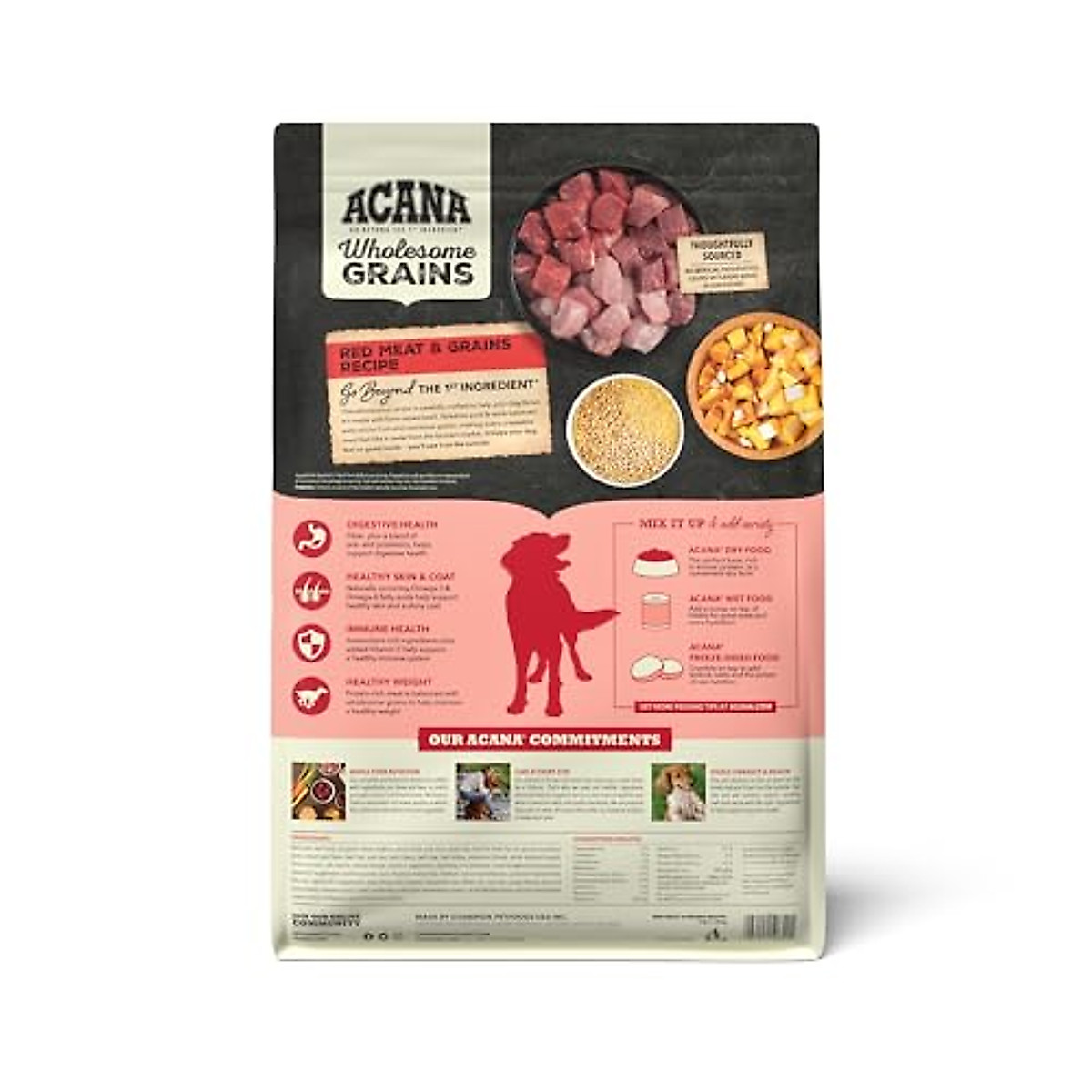 ACANA Wholesome Grains Dry Dog Food, Red Meat and Grains, Gluten Free, Beef, Pork, and Lamb Recipe, 4lb