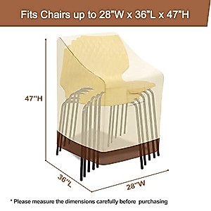 Yipincover Stackable Patio Chair Cover 2Pack,Waterproof Dining Chair Covers,Durable Stacking Chair Covers Party,Fits for 4-6 Stackable Dining Chairs(Beige&Grey,36Lx28Wx47H)-1Year Warranty