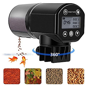 Barkmew Automatic Fish Feeder, Moisture-Proof Electric Auto Fish Feeder for Aquarium or Fish Tank, Fish Food Vacation Feeder Timer Fish Food Dispenser, 200ML, Black