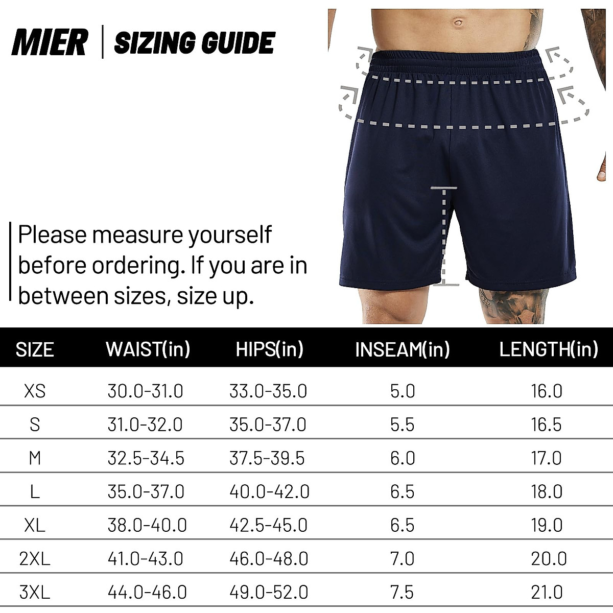 MIER Men's Quick-Dry Athletic/Soccer/Basketball Shorts Without Pockets No Liner Running Workout Training Active Shorts, Navy, L