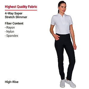 Jofit Apparel Women’s Athletic Clothing Full Length Slimmer Pant for Golf & Tennis, Size XX-Large, Black