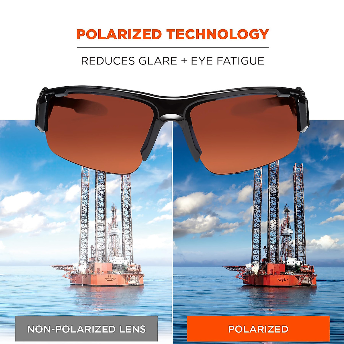 Ergodyne Skullerz Dagr Polarized Safety Sunglasses- Black Frame, Copper Lens