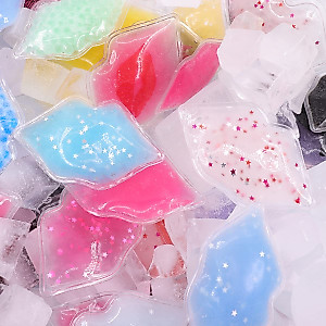 Lip Ice Pack for Cosmetic (20 Pack) Small Ice Pack for Lip Filler, Mini Ice Pack Cold Use for Lip Keep Lipstick from Fading, Heat Use for Makeup Remover, Gift for Girl Woman (Yellow + red）