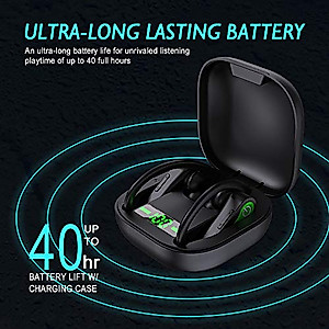 Donerton Wireless Earbud, Chipset 5.1 Sport Headphones with Charging Case, 10Hours Single Playtime Earhooks Headset, Wireless Earphone 6D Stereo HiFi Sound Noise Cancelling for Working/Travel/Gym