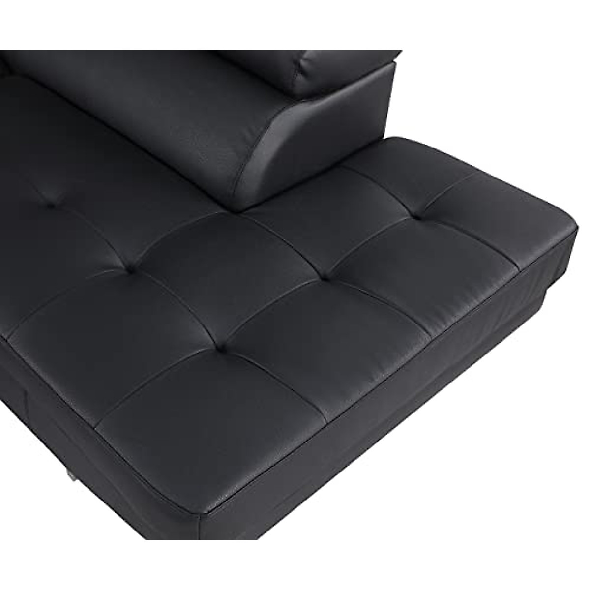 Blackjack Furniture Union Modern Leather Air Tufted Living Room Right Facing Sectional, Black