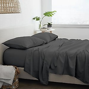 Peace Sleep Bedding - 600 TC Egyptian Cotton Sheets - Luxury Queen Size Cooling Bed Sheets - Soft Sateen Weave Cotton Sheets for Queen Bed - Deep Pocket Fits Upto 16" Deep Mattress - Dark Grey