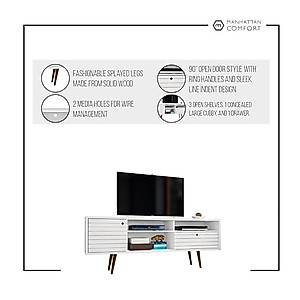 Manhattan Comfort Liberty Mid Century Modern TV Stand for Televisions up to 65 Inches, Bedroom and Living Room Entertainment Center with Storage, Shelves, and Cabinet, 71" Wide, Black