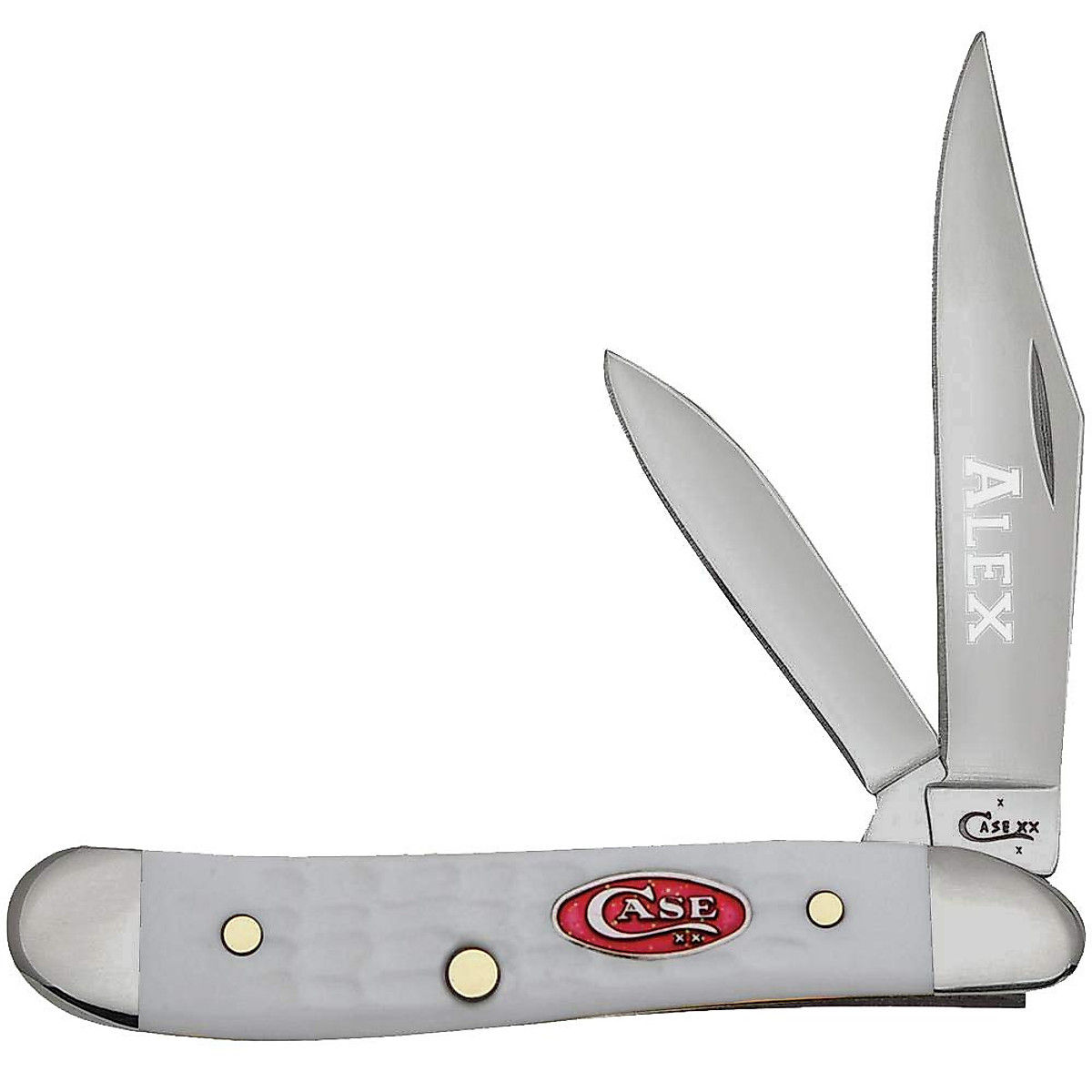 Personalized Case SparXX White Synthetic Standard Jig Peanut with Free Laser Engraving