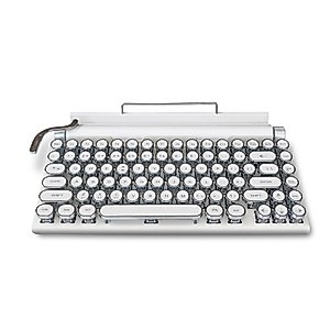 Retro Typewriter Keyboard, 83 Keys Vintage Keyboard with Blue Switches, Multi Device Gaming Mechanical Keyboard, for Windows, Android, iOS (White)