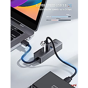 USB C to Ethernet Adapter, uni USB-C Hub with RJ45 Gigabit, [Thunderbolt 3/4 Compatible] USB 3.0 Multiport Hub for MacBook Pro/Air, iMac, iPad Pro, Surface Pro 7, Chromebook, XPS 17/15/13, and More