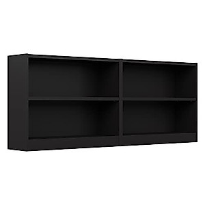 Bush Furniture Universal Small 2 Shelf Bookcase in Black - Set of 2