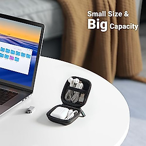 UGREEN Square Earbud Case, Waterproof Headphone Case, Hard EVA Shell Earbud Case Pouch, Earphone Case Accessory with Carabiner, for Earphone, Earbud, Earpieces, SD Memory Card, Camera Chips, Black