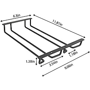 Wine Glass Shelf, Upside-down Home Goblet Iron Art Shelf, Wine Glass Hanging Storage Rack(Black)