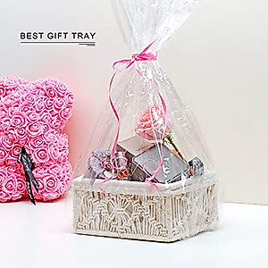 Macrame Storage Baskets, Decorative Hand Woven Boho Baskets, Boho Decor, Organizer for Bedroom Nursery Living Room, Room Decor, Removable Cloth Liner, Washable, Beige Set of 2, L: 7,87’’ x W: 5,91’’ x H: 3,54’’