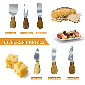 6-Piece Stainless Steel Cheese Knives Set, Complete Premium Stainless Steel Cheese Knives Collection Charcuterie Board Accessories for Thanksgiving, Christmas, New Year
