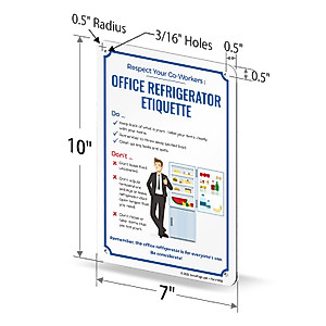 SmartSign 10 x 7 inch “Respect Your Co-Workers - Office Refrigerator Etiquette” Sign, Digitally Printed, 55 mil HDPE Plastic, Multicolor, Made in USA