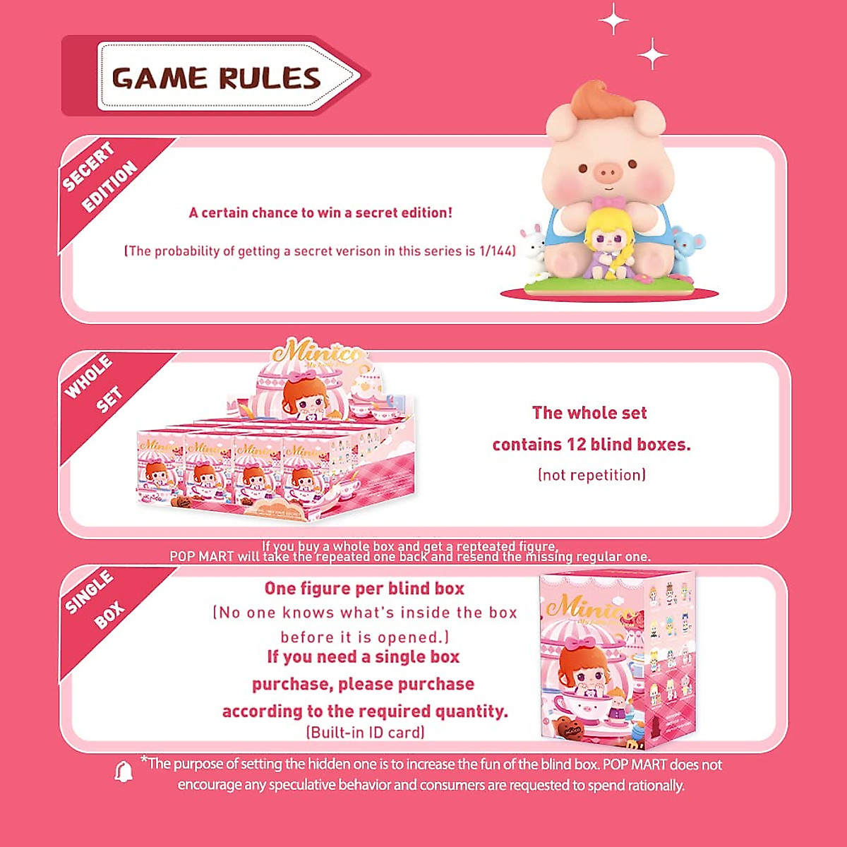 POP MART Minico My Little Princess Series 12PC Exclusive Action Figure Box Toy Bulk Box Popular Collectible Art Toy Cute Figure Creative Gift, for Christmas Birthday Party Holiday