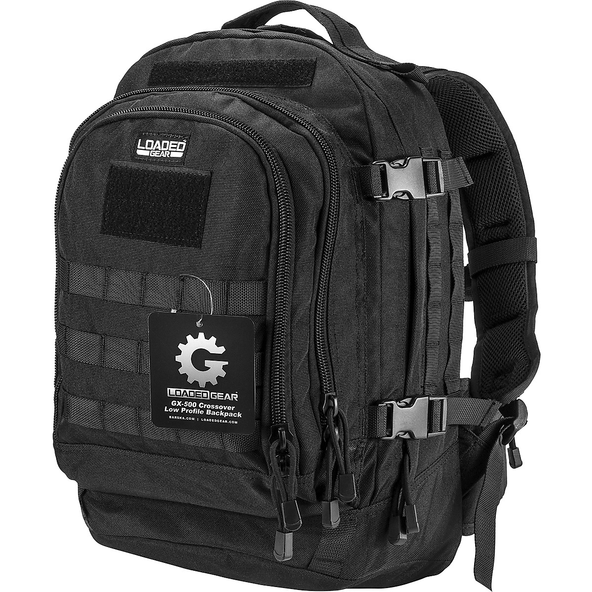 Barska BI12612 Loaded Gear GX-500 Crossover Tactical Padded Backpack with Waist Belt, Black, Small
