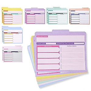 Paper Junkie Set of 12 Project File Folders with Notes Section, 1/3 Cut Tab Office Supplies in 6 Colors (Letter Size)