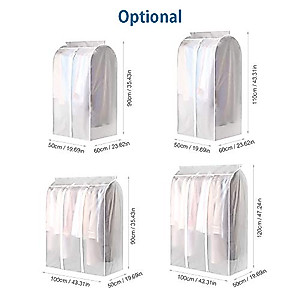 FAYYA Garment Clothes Cover Protector Hanging Garment Storage Bag Translucent Dustproof Waterproof Hanging Storage Bag for Wardrobe with Full Zipper